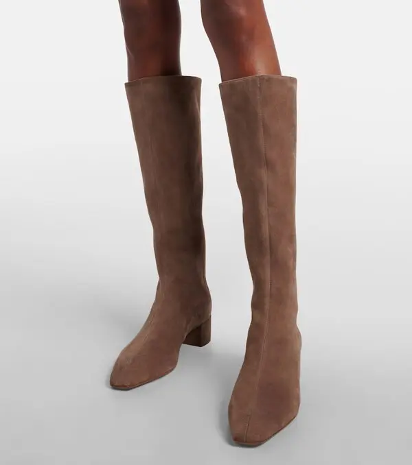 AQUAZZURA Saint Honoré Suede Knee-high Boots - Brown