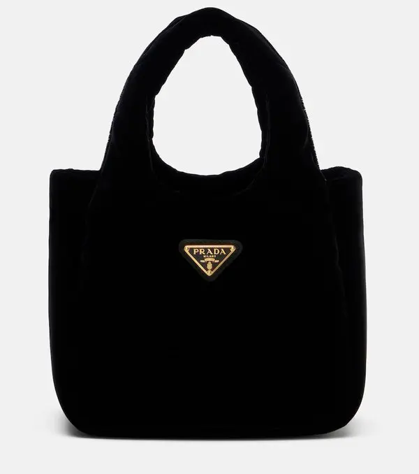 Prada Mini Velvet Top-handle Bag - Black