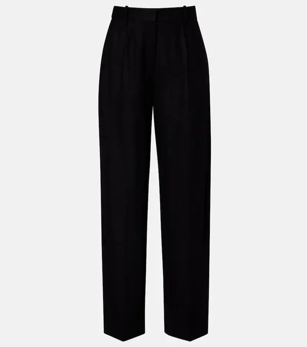 TOTEME Flannel Wide-leg Trousers - Black
