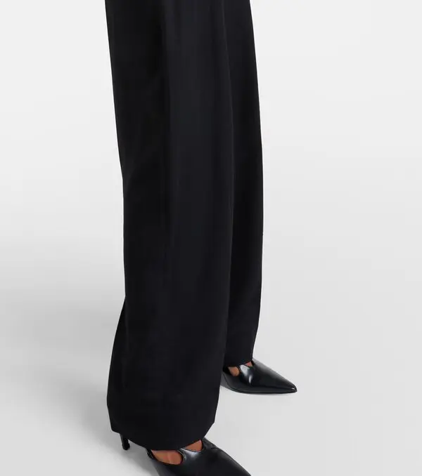 TOTEME Flannel Wide-leg Trousers - Black