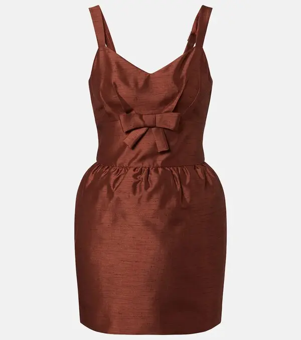 SHUSHU/TONG Bow-detail Mini Dress - Brown