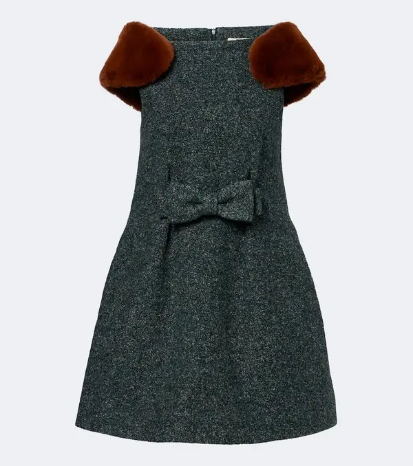 SHUSHU/TONG Bow-detail Mini Dress - Green