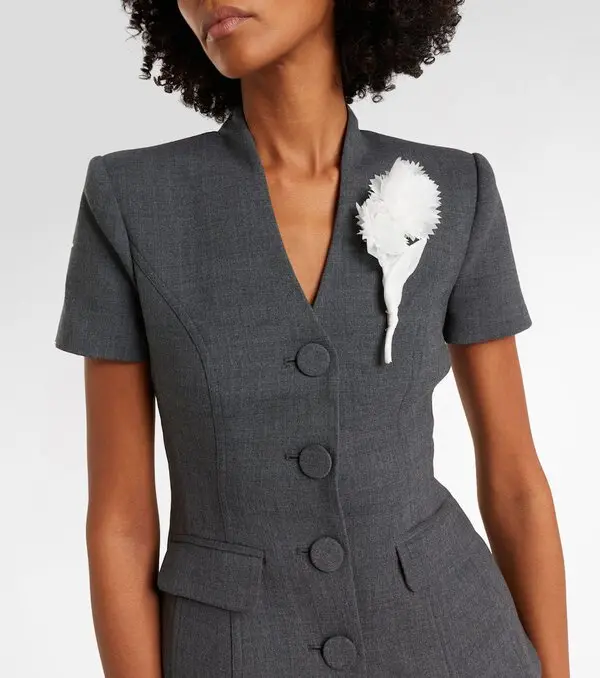 SELF-PORTRAIT Peplum Floral-appliqué Midi Dress