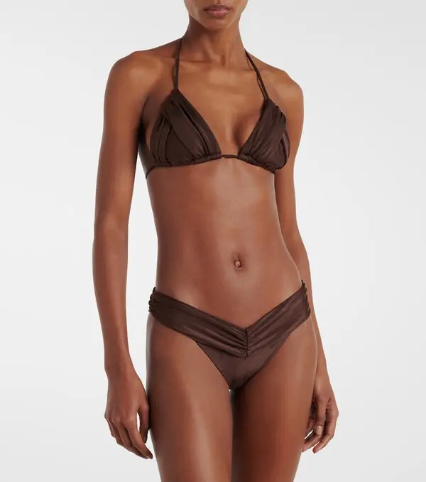 BANANHOT Jasmin Gathered Bikini Top - Brown