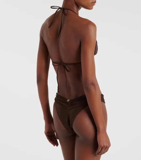 BANANHOT Jasmin Gathered Bikini Top - Brown