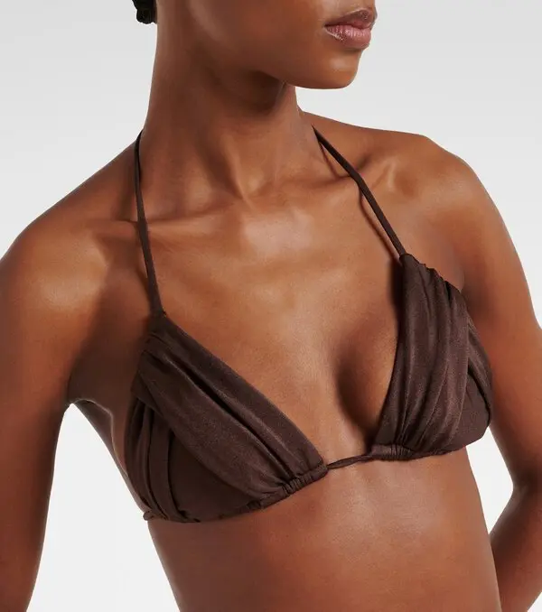 BANANHOT Jasmin Gathered Bikini Top - Brown