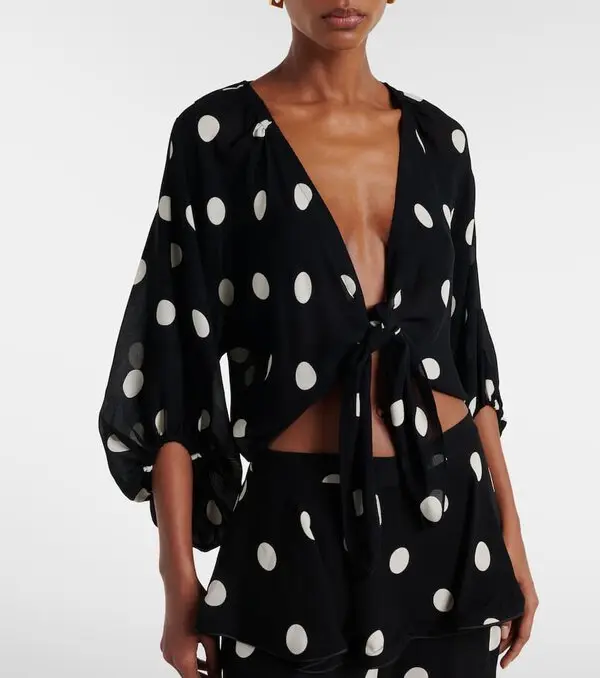 ADRIANA DEGREAS Polka-dot Crop Top