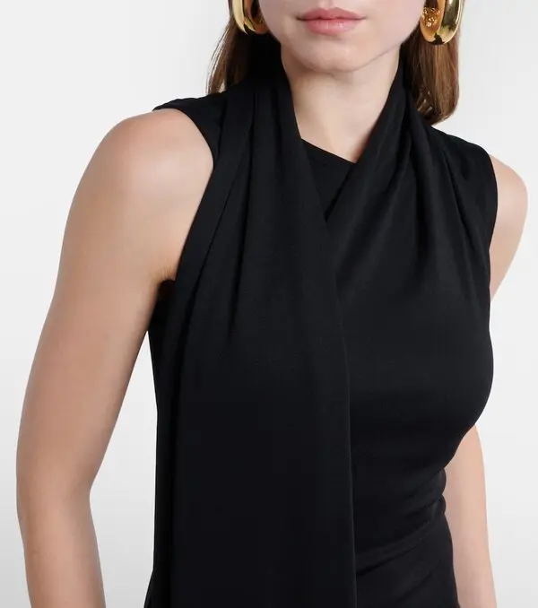 AMI Paris Tie-neck Jersey Midi Dress - Black