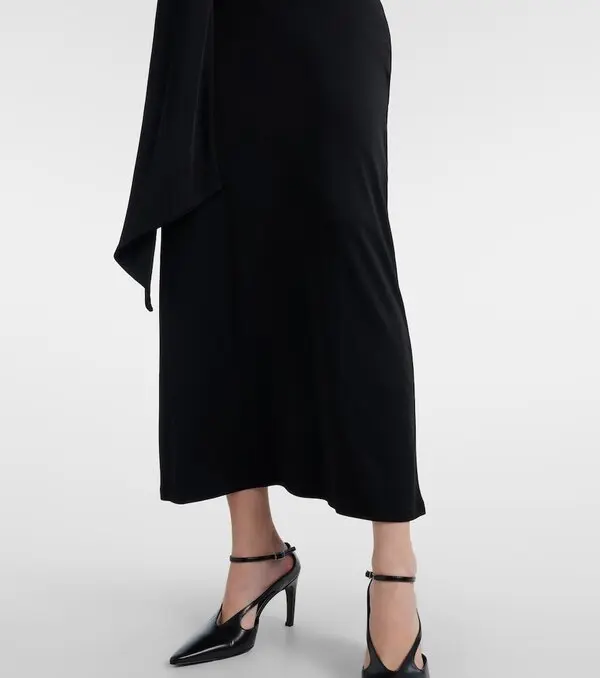 AMI Paris Tie-neck Jersey Midi Dress - Black
