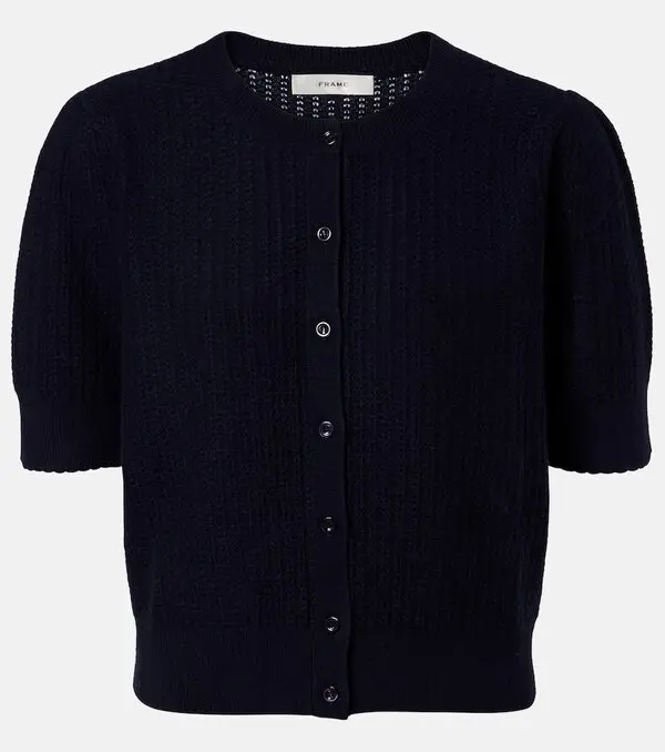 FRAME Ladder Pointelle Cashmere Cardigan - Black