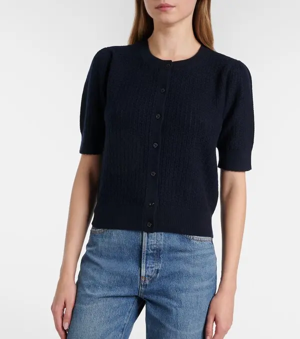 FRAME Ladder Pointelle Cashmere Cardigan - Black