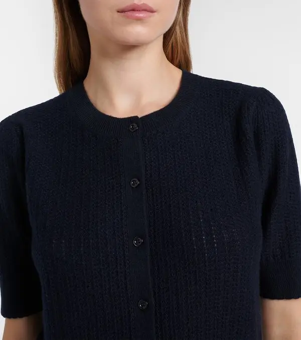 FRAME Ladder Pointelle Cashmere Cardigan - Black