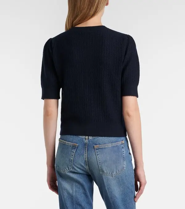 FRAME Ladder Pointelle Cashmere Cardigan - Black