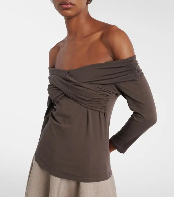 Velvet By Graham & Spencer Clarissa Off-shoulder Cotton-blend Top