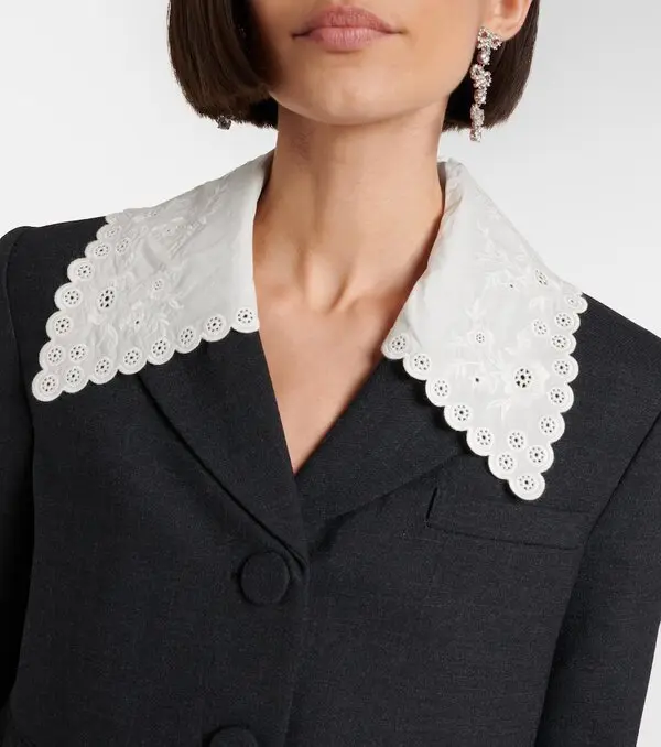 SELF-PORTRAIT Broderie Anglaise Cropped Jacket