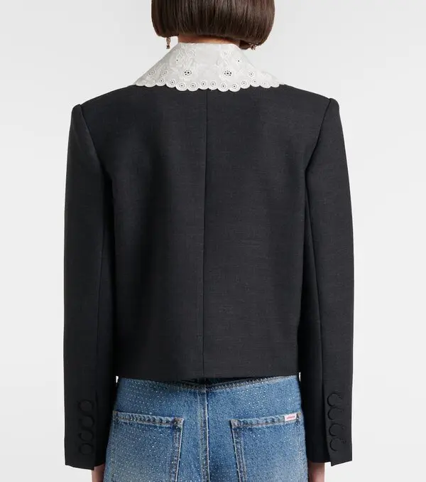 SELF-PORTRAIT Broderie Anglaise Cropped Jacket