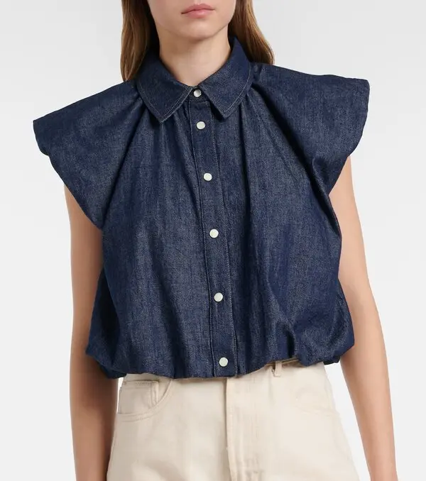 FRAME Shell Denim Blouse - Blue