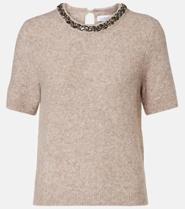 Velvet By Graham & Spencer Briana Embellished Wool-blend Top