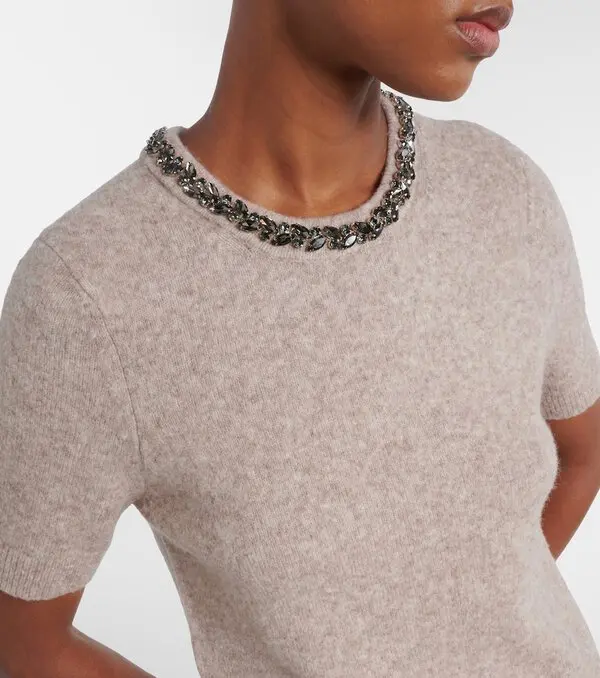 Velvet By Graham & Spencer Briana Embellished Wool-blend Top