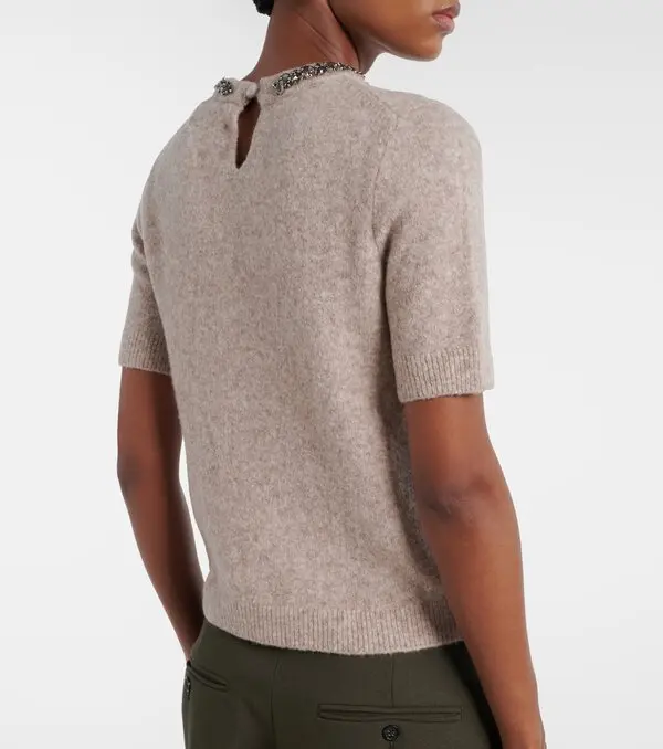 Velvet By Graham & Spencer Briana Embellished Wool-blend Top