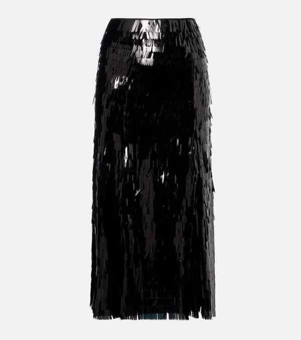 SELF-PORTRAIT Sequined High-rise Midi Skirt