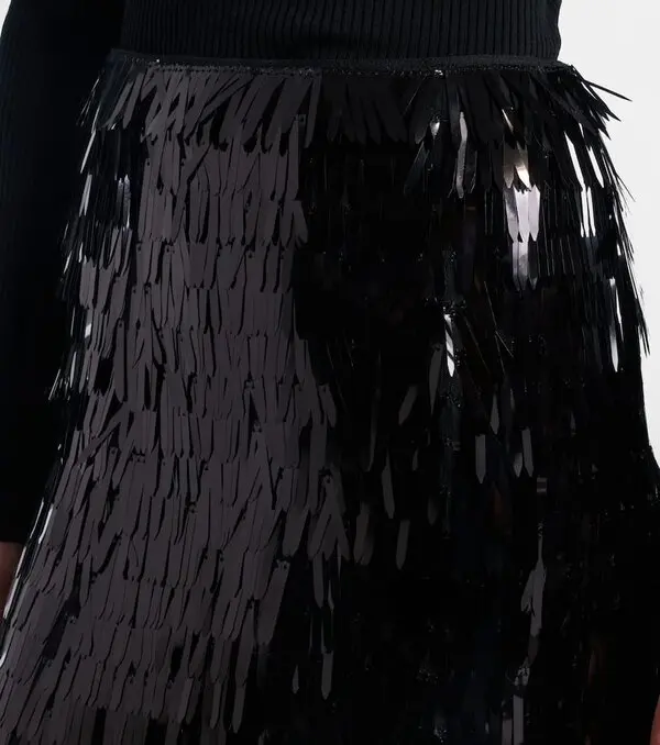 SELF-PORTRAIT Sequined High-rise Midi Skirt