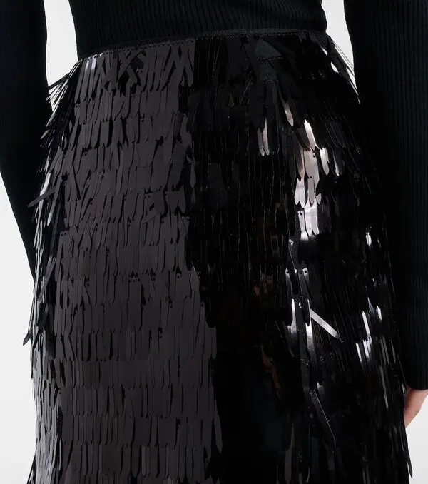 SELF-PORTRAIT Sequined High-rise Midi Skirt