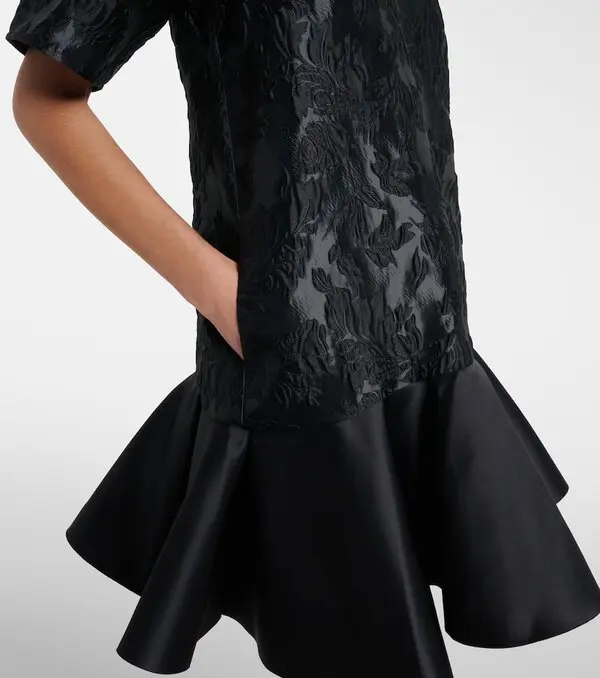 GANNI Satin Cloqué Minidress - Black