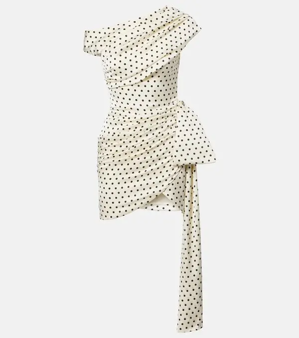 SELF-PORTRAIT Polka-dot Asymmetric Mini Dress