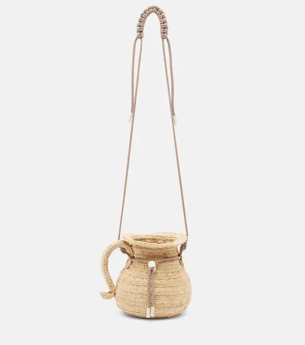 ALEMAIS Michelle Raffia Crossbody Bag - Beige
