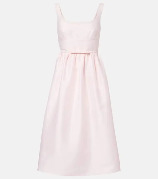 SELF-PORTRAIT Belted Taffeta Midi Dress