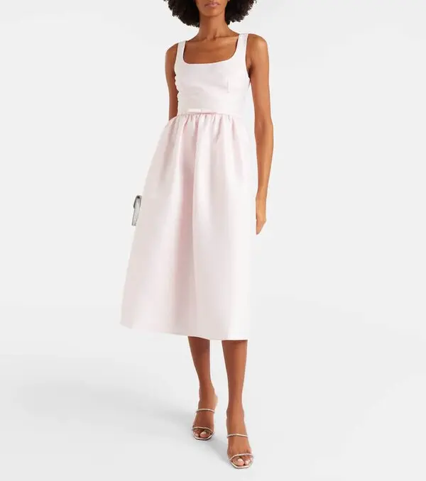 SELF-PORTRAIT Belted Taffeta Midi Dress