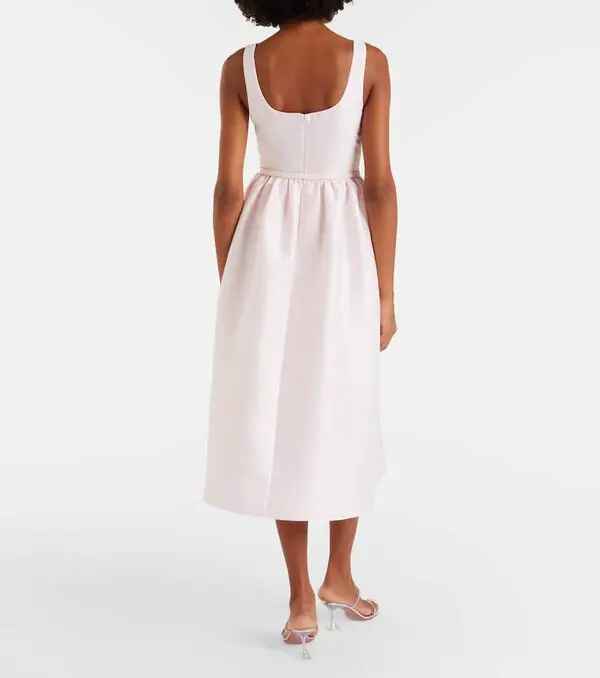 SELF-PORTRAIT Belted Taffeta Midi Dress