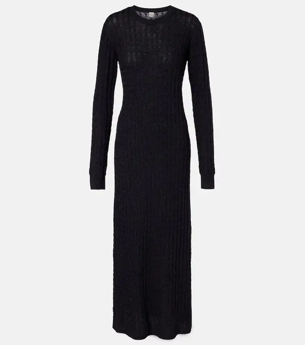 TOTEME Cable-knit Wool Maxi Dress - Grey