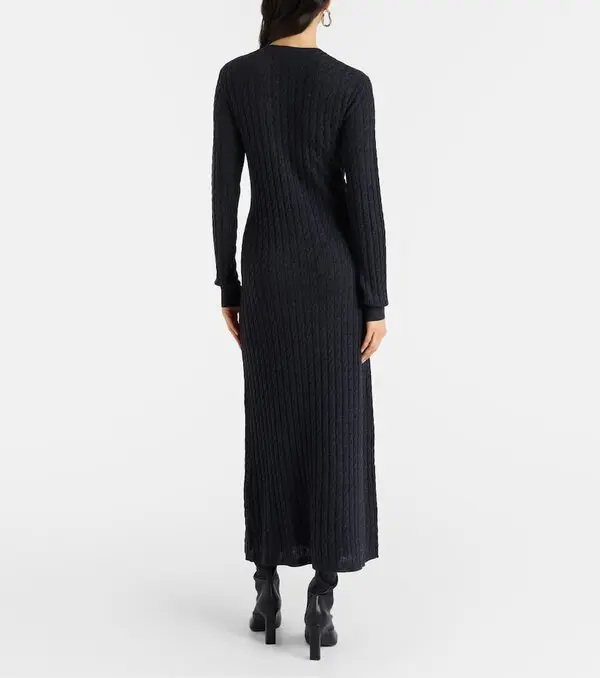 TOTEME Cable-knit Wool Maxi Dress - Grey