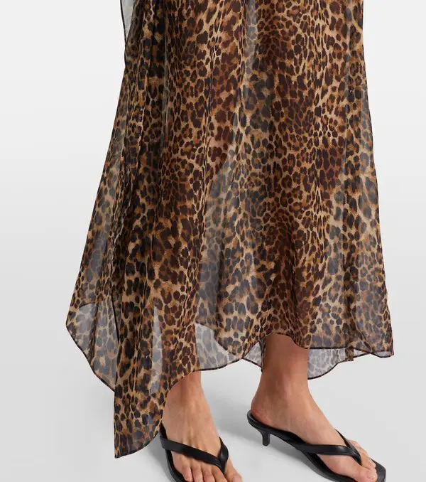 NILI LOTAN Erica Leopard-print Silk Kaftan - Brown