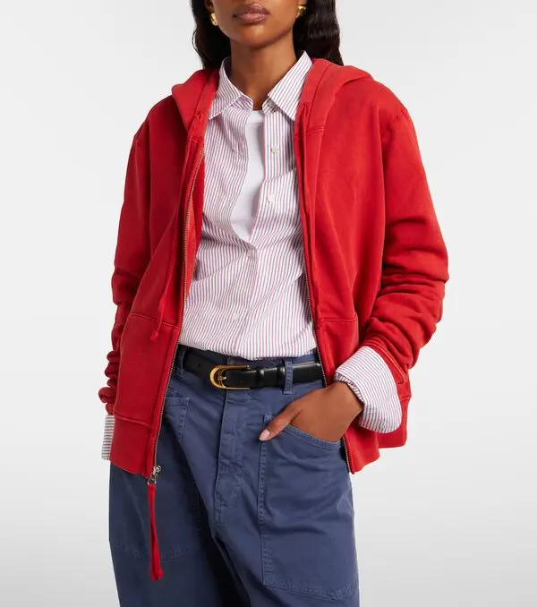 NILI LOTAN Callie Cotton Hoodie - Red