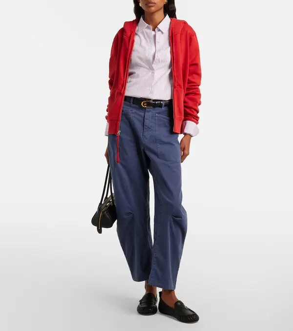 NILI LOTAN Callie Cotton Hoodie - Red
