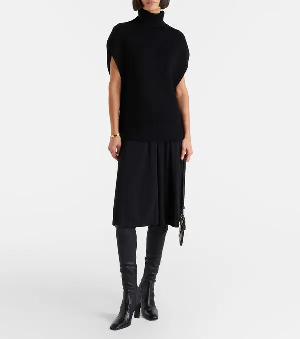 TOTEME Wool-blend Rollneck Sleeveless Top - Black