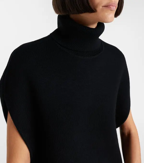 TOTEME Wool-blend Rollneck Sleeveless Top - Black