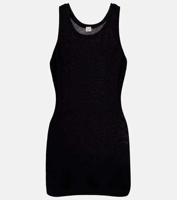 TOTEME Curved Ribbed-knit Tank Top - Black