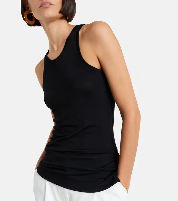 TOTEME Curved Ribbed-knit Tank Top - Black