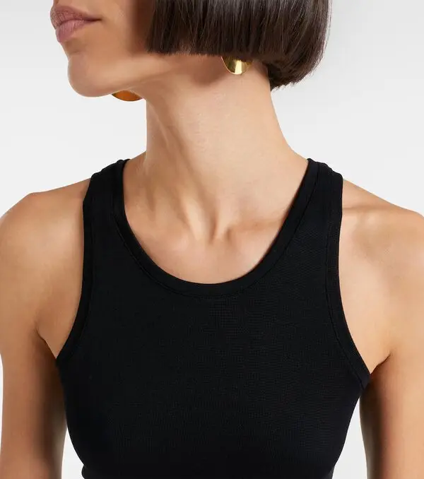 TOTEME Curved Ribbed-knit Tank Top - Black