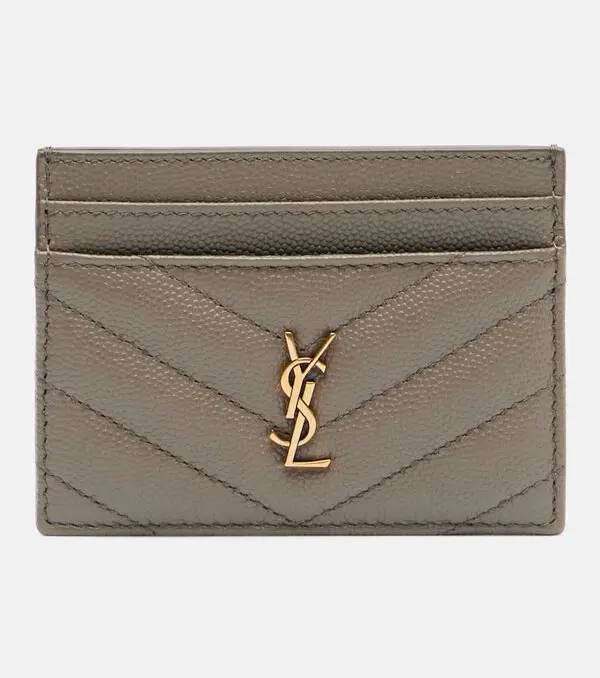 Saint Laurent Cassandre Matelassé Leather Card Holder - Brown