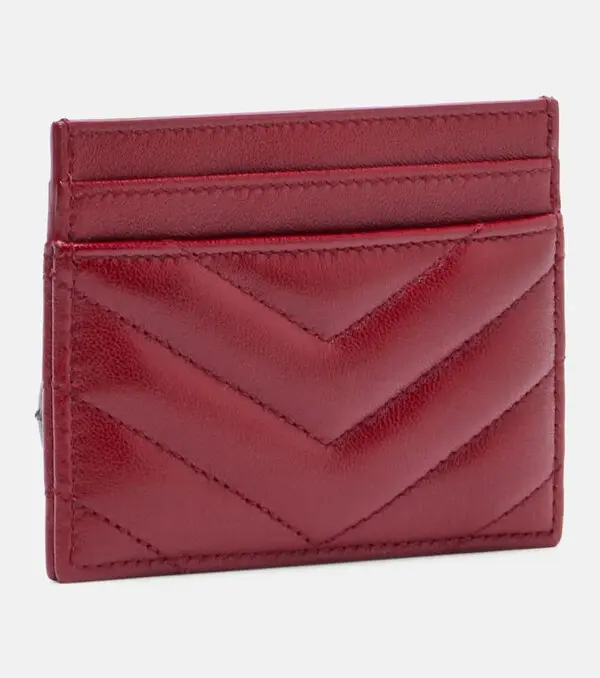 Saint Laurent Cassandre Matelass� Leather Card Holder - Red