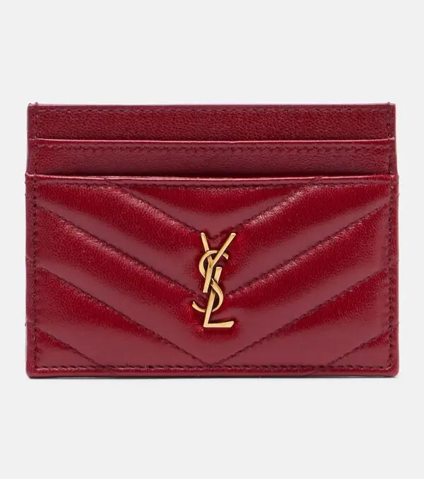 Saint Laurent Cassandre Matelassé Leather Card Holder - Red