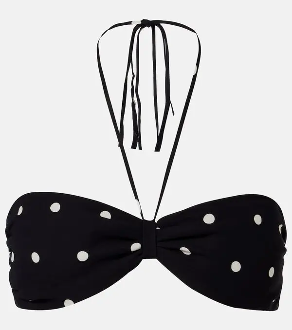 ADRIANA DEGREAS Polka-dot Bandeau Bikini Top - Black