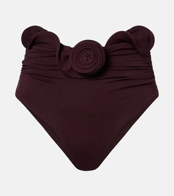 Magda Butrym Floral-appliqué Bikini Bottoms - Burgundy