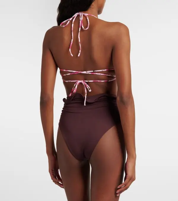 Magda Butrym Floral-appliqué Bikini Bottoms - Burgundy
