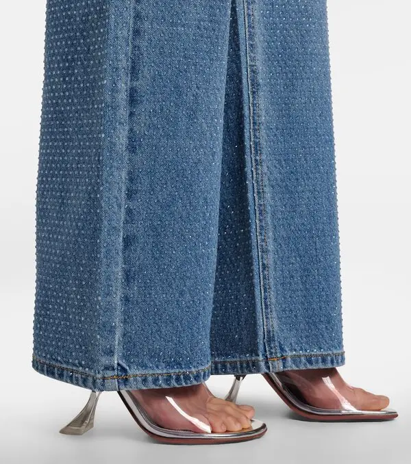 SELF-PORTRAIT Embellished High-rise Straight Jeans